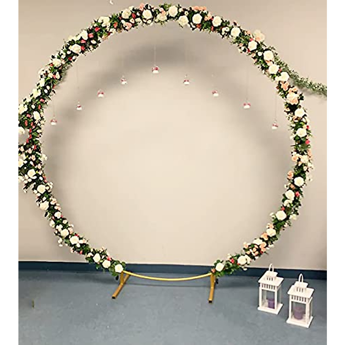 LANGXUN 7.2ft Large Size Golde Metal Round Balloon Arch kit, for Birthday Party Decoration, Wedding Decoration, Graduation and Baby Shower Photo Background, Christmas Decorations