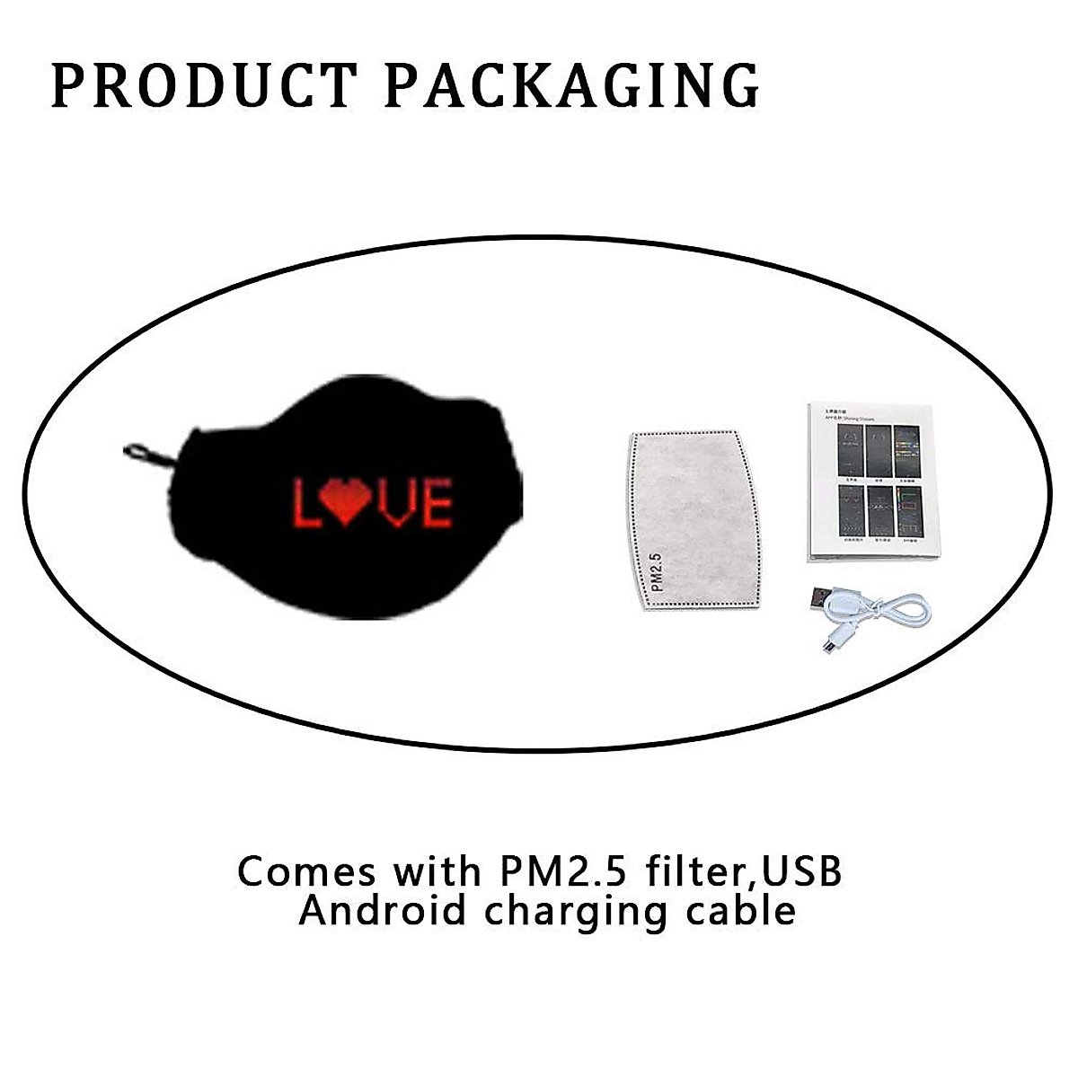 AINSKO LED Luminous Mask, Programmable Face Mask, Rechargeable Bluetooth Mask, Smartphone App Control Scrolling Colourful Display