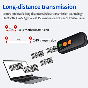 1D 2D Bluetooth Wireless Barcode Scanner,Symcode Portable QR Handheld Mini Barcode Reader for Windows,Android,iOS,Mac.Able to Scan Codes on Screen