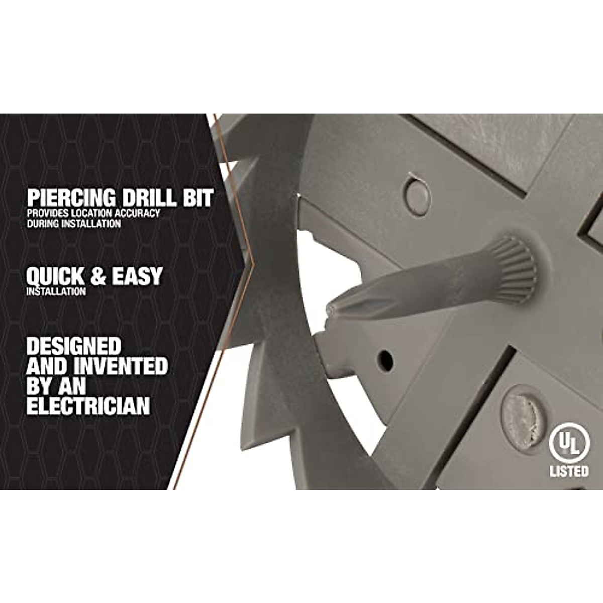 Southwire MSBST250 Smart, Shark Tooth Integrated Fixture and Ceiling Electrical Box w/Hole Saw, Supports 6 lb, Gray