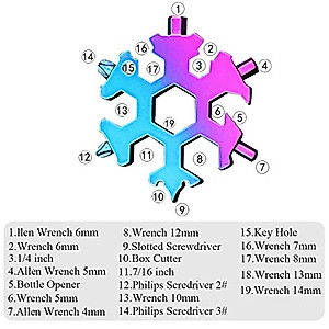 19 in 1 Snowflake Multi-tool, Screwdriver -Bottle opener,Outdoor Wrench Multi-tool STANDARD/METRIC Snowflake Wrench Cool gadgets,Great Christmas gift, Father'day Gift