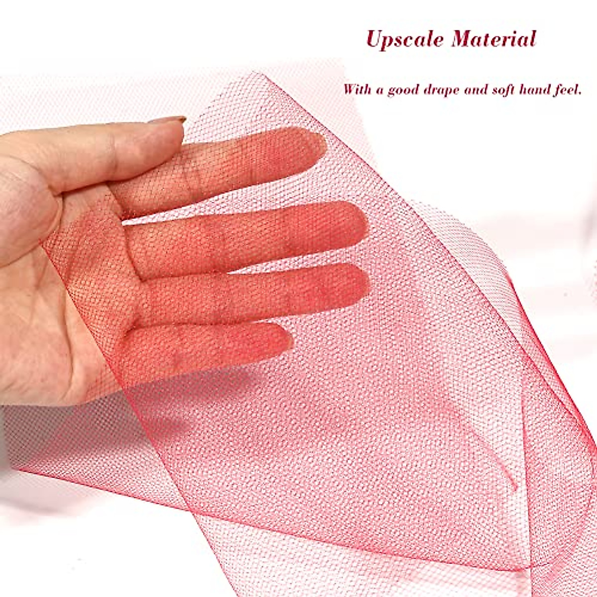 2 Pcs Tulle Fabric Rolls 6 Inch 100 Yards Polyester Tulle Gift Bow Tulle Roll Spool Fabric for Sewing Table Skirt and Birthday Party Wedding Decorations DIY Crafts Supplies (Red)