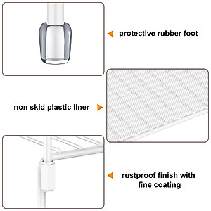 WOSOVO Set of 2 Kitchen Cabinet Organizer and Storage Shelves Stackable Expandable Storage Racks with Anti-Slip Liners for Cabinet Pantry, White