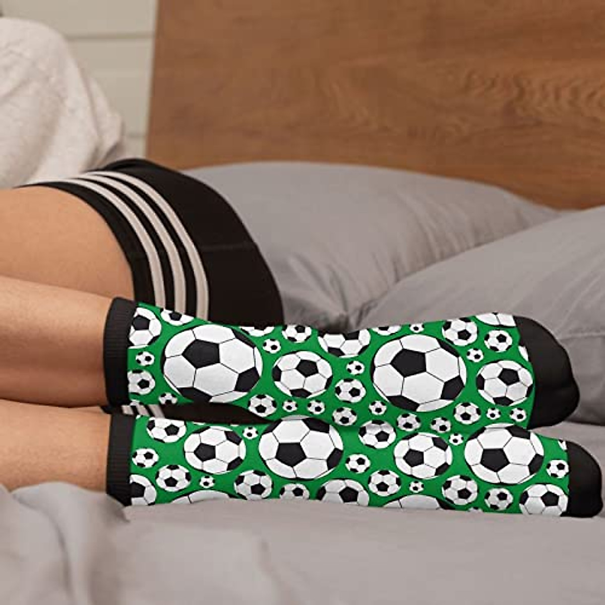 bassyil Soccer Socks Casual Dress Crew Novelty Funny Crazy Football Socks For Women Men