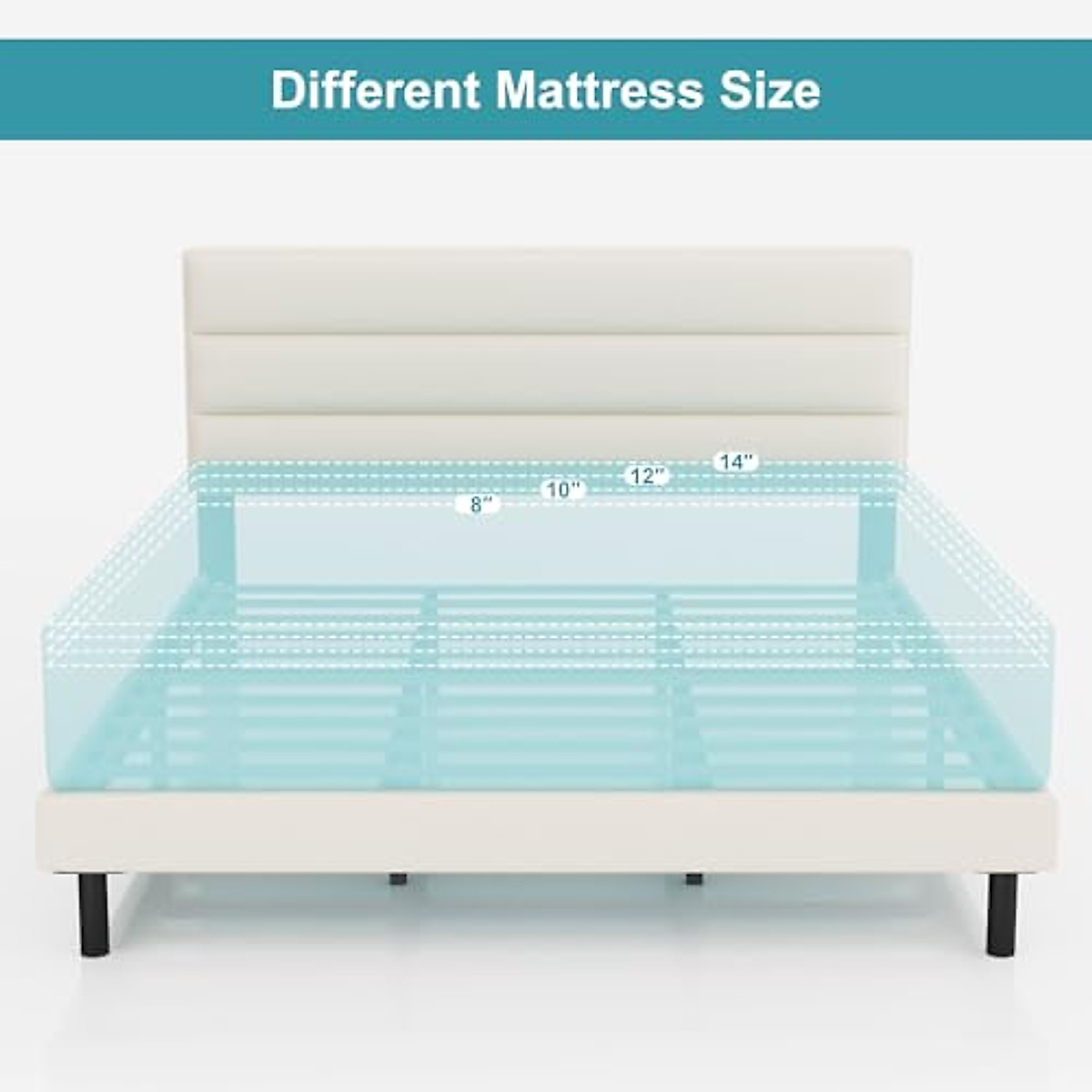IYEE NATURE Full Bed Frame with Headboard,Sturdy Platform Bed with Wooden Slats Support,No Box Spring,Mattress Foundation,Easy Assembly,Beige