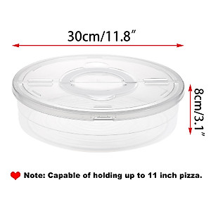 BTSKY Clear Plastic Pizza Container with Lid and Handle 12 Inch Round Pie Carrier with Lid Portable Pizza Keeper Reusable Food Storage Container for Cheese, Desserts, Holds up to 11 Inch Pizza