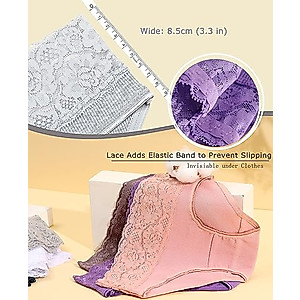 Knowyou Cotton Underwear Cheeky Panties for Women - Lace Waist Bikinis Breathable Hipster 7 Pack