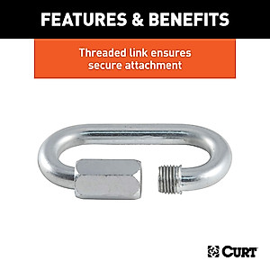 CURT 82900 Threaded Quick Link Trailer Safety Chain Hook Carabiner Clip, 5/16-Inch Diameter, 8,800 lbs Break Strength