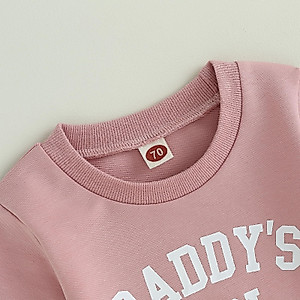 Toddler Baby Girl Clothes Daddys Girl Long Sleeve Pullover Sweatshirt Stretch Jogger Pants Infant Fall Winter Outfit (Daddys Girl Pink, 12-18 Months)
