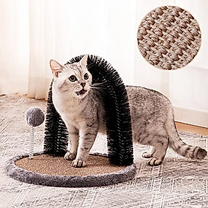Cooenia Sisal Cat Scratcher, Cat Arch Self Groomer Massager with Cat Hair Brush and Kitty Ball Toy, Cat Scratch Pad for Kittens and Indoor Cats - Reversible Design