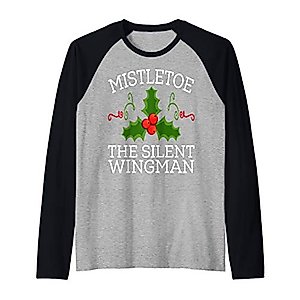Christmas Mistletoe Wingman Funny Raglan Baseball Tee