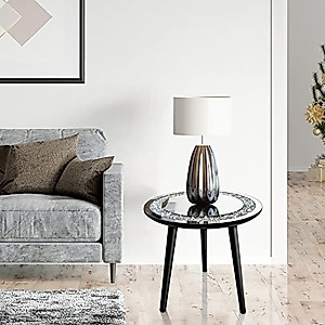 STYLISHIA Mirrored End Table for Living Room Round 16" W x 16" D x 16" H Glam Crystal Crushed Diamond Bling Mirror Side Table Furniture, Accent Modern Silver Mirror Coffee Table Home Decor