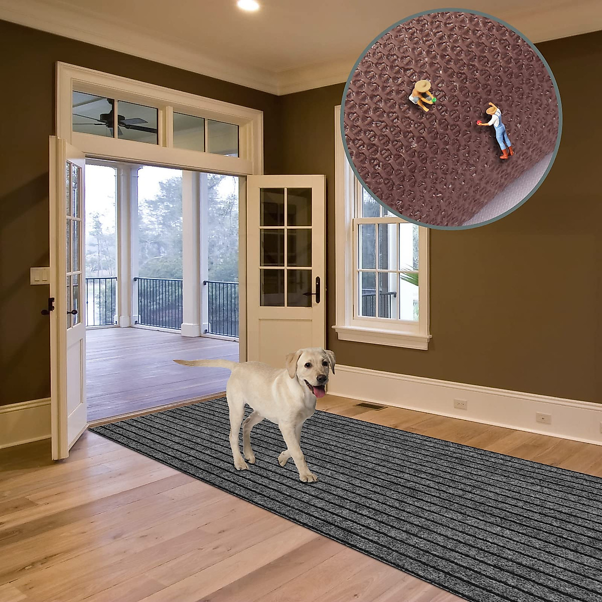 Custom Size Runner Rug 2 ft x 12 ft, ZGR 2-82ft Carpet Runners Hallway Entryway Kitchen Garage Laundry Room Area Rugs with Non-Slip Rubber Backing, Gray with Black Stripe