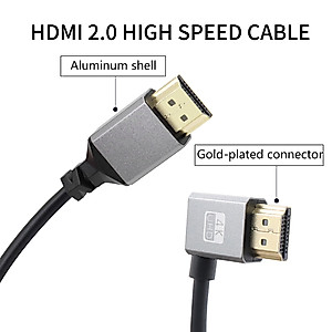 RIIEYOCA 90 Degree Left Angle UHD 4K HDMI Male to HDMI Male 18Gbps High Speed 2.0 Extender Coiled Cable Supports 4K@60Hz,1080p,ARC,3D,for DVRs,HDTV,Roku Ultra Stretchable to 1.5M/5FT