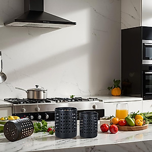 KSENDALO Black Utensil Holders set of 3 Metal Silverware Drainer Basket Cutlery Strainer Silverware Dryer Utility Sink Drying Caddy Organizer for Home Office