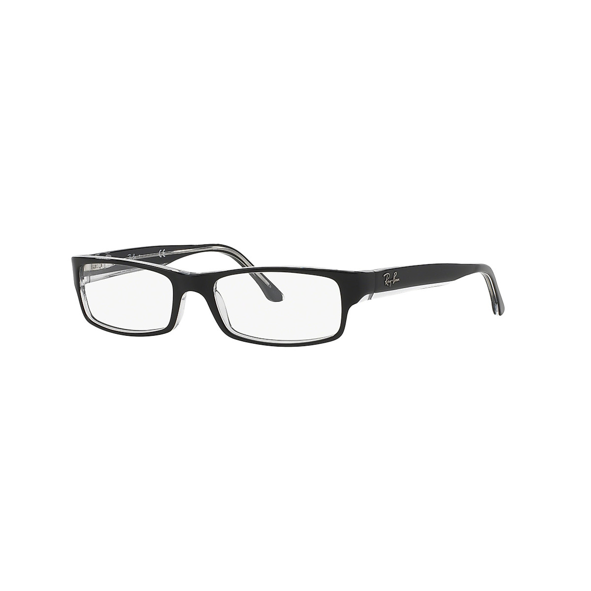 Ray-Ban RX5114 Rectangular Prescription Eyeglass Frames, Black On Transparent/Demo Lens, 54 mm
