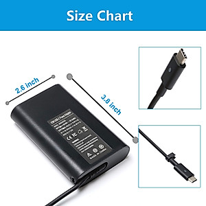 65W Type C USB C Charger LA65NM170 DA65NM170 for Dell Chromebook 11 3380 5190;Inspiron 13 5310;Latitude 12 5285 5289 5290 5300 5400 5500 7200 7275 7285 7300 7370 7389 7390;XPS 9250 9350 9360 9365 9370