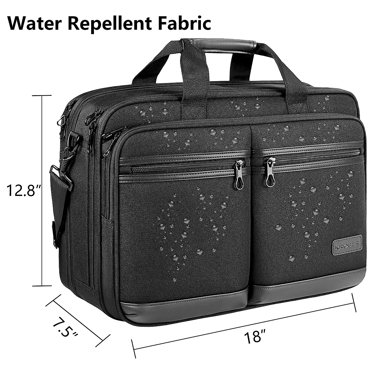 KROSER Laptop Bag Stylish Laptop Briefcase Fits Up to 17.3 Inch Expandable Water-Repellent Shoulder Messenger Bag Computer Bag with RFID Pockets for Business/Travel/School/College/Men/Women-Black