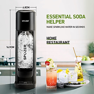 SPOZER Extra Carbonating Bottles For Sparkling Water Makers, 1-Liter Carbonating Bottles, BPA-free, One Can