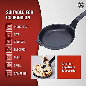Victoria 4-Inch Cast-Iron Skillet, Pre-Seasoned Cast-Iron Frying Pan with Long Handle, Made in Colombia