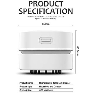 ODISTAR Desktop Vacuum Cleaner, Mini Table dust Sweeper Energy Saving,High Endurance up to 90 mins,Cordless&360º Rotatable Design for Keyboard/Home/School/Office(White)