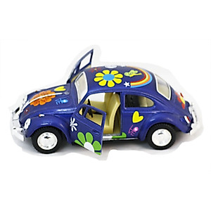 Diecast Cars-Set of 4 Cars: 5 VW Happy Flower Classic Beetle 1/32 Scale, Pull Back n Go Action. by Kinsmart