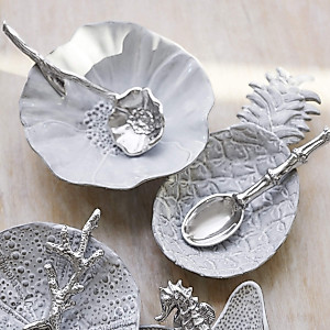 MARIPOSA Ceramic Canape Plate with Poppy Spoon, Grey