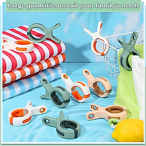 Gerrii 24 Pcs Beach Towel Clips for Beach Chairs Silicone Plastic Strong Clip Hanging Blanket Clothes Pin Jumbo Quilting Clamps Plastic Large Clothespin for Pool Rack Clothing Holder, 3 Colors