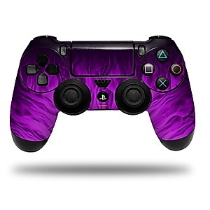 WraptorSkinz Skin Compatible with Sony PS4 Dualshock Controller Playstation 4 Original Slim and Pro Fire Purple (Controller NOT Included)