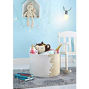 Urban Shop Colorblock Round Storage Basket, Tan