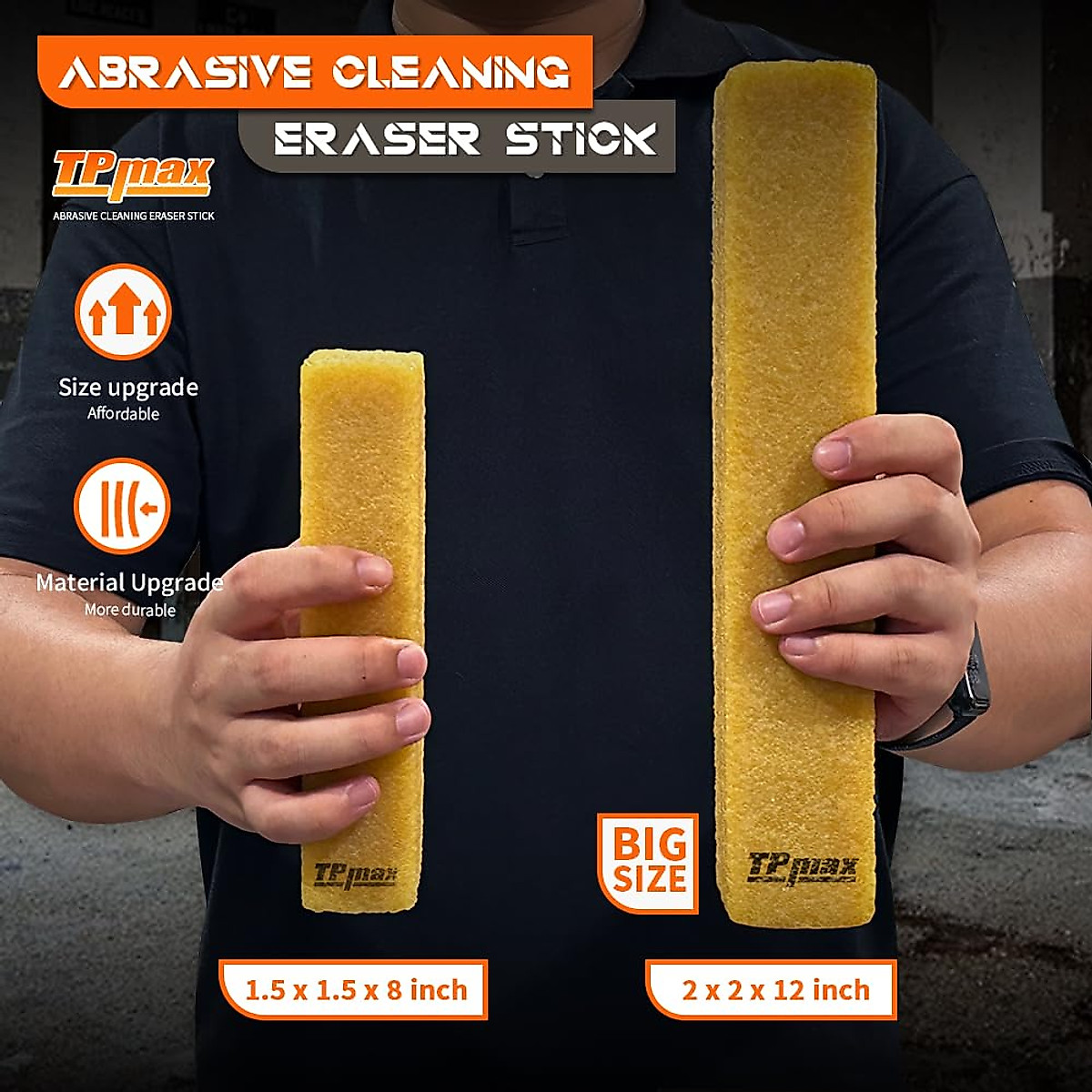 12" x 2" x 2" Inch Abrasive Cleaning Eraser Stick for Cleaning Abrasive Sanding Belts & Sanding Discs Sandpaper Rough Tape, Skateboard and Shoes Natural Rubber Build