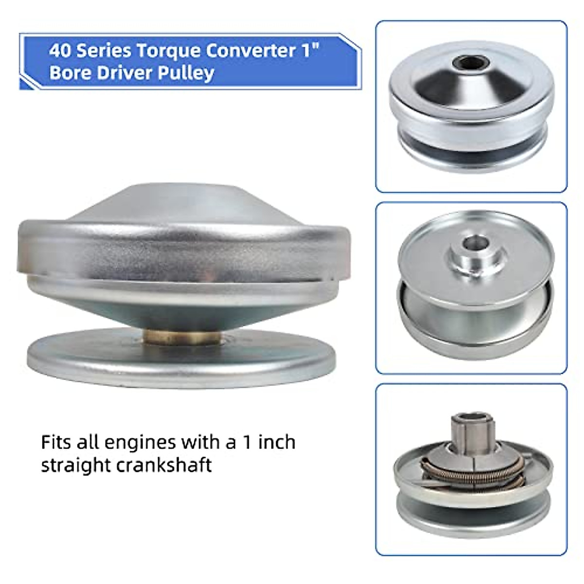 GESEXI 40 Series 1" BORE Go Kart CVT Torque Converter Clutch Kit 1" Bore Driver Clutch + 3/4" Driven Clutch + 203785 Drive Belt Compatible with Comet 40/44 Series for Mini Bike, Go Kart, Lawnmower