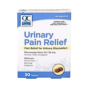 Quality Choice Standard Urinary Pain Relief Tablets, 30 Count Each Compared to AZO (1 Pack)