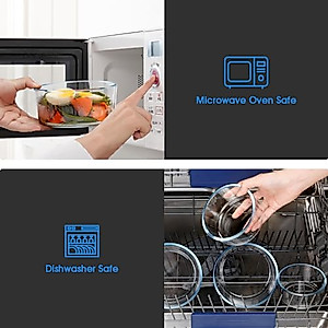 NUTRIUPS Round Glass Storage Containers with Lids Set of 2 Glass Meal Prep Containers 30oz Glass Lunch Containers with Lids, BXH001