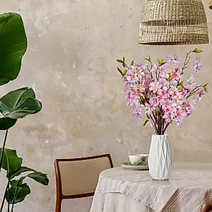 Grand Verde Artificial Apple Blossom Silk Flowers Tree Branches 33” Long Stems Faux Bouquet for Tall Vase Indoor Home Decor DIY Wedding Centerpiece Decoration, Bulk 3pcs (Pink)