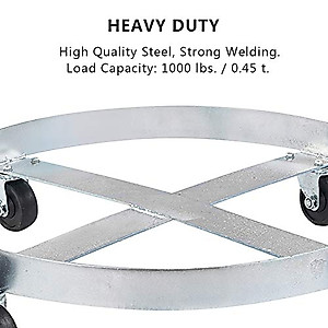TUFFIOM Heavy Duty Drum Dolly, 1000 lbs. 55 Gallon Barrel Cart, Non-Tipping, Steel, 4 Swivel Casters, Wheeled Hand Truck for Drum Handling Industrial Use (2)
