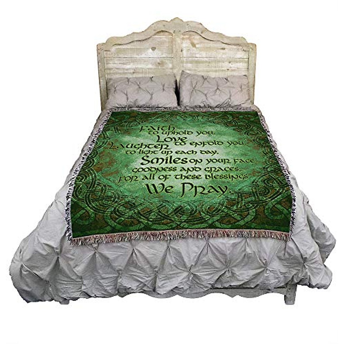 Pure Country Weavers Irish Blessing Blanket - Faith to Uphold You, Love to Enfold You - Celtic Gift Tapestry Throw Woven from Cotton - Made in The USA (72x54)