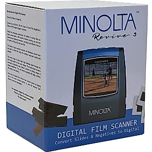 MINOLTA Film & Slide Scanner, Convert Color & B&W 35mm, 126, 110 Negative & Slides, Super 8 Films to 22MP JPEG Digital Photos, 16GB SD Card, Worldwide (Black)