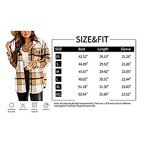 Blansdi Women’s Casual Plaid Flannel Shacket Jacket Oversized Button Down Long Sleeve Fall Shirt Jacket Coat Tops