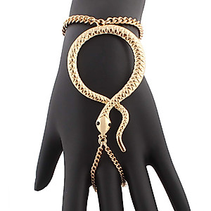 JOTW Snake Adjustable Finger Ring and Hand Chain Bracelet (Goldtone, Metal)