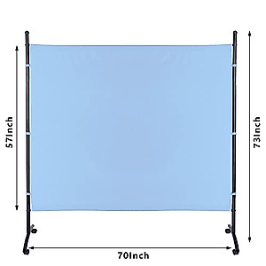 Grezone Single Large Panel Room Divider with Wheels Privacy Screen for Bed Room Dining Room Living Room Partition Home Office Dorm (Sky Blue)