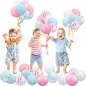 60 Pieces 12 Inch Gender Reveal Pink Blue Balloons Confetti Balloons Pastel Balloons for Wedding Baby Shower Birthday Party Supplies