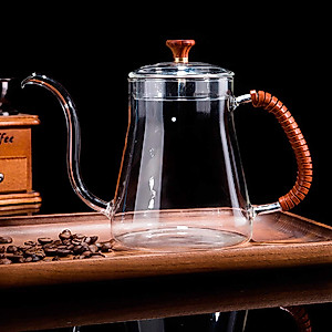 Glass Teapot, Pour Over Coffee Kettle Kettle 600ML Thickened Glass Kettle Tea Stovetop Save Pour Over Kettle Coffee Removable Infuser Dripper