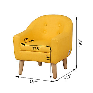 Getifun Single PVC Kids Sofa Chair, Toddler Sofa Couch with Wooden Legs, Children Armchair for Children Gift (Yellow)