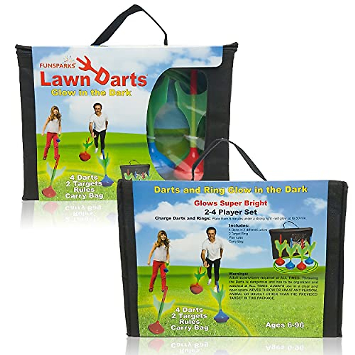Funsparks Lawn Darts Game Set - Glow in The Dark Soft Tip Lawn Games Outdoor Games for Adults and Family - Yard Games and Outdoor Games for Kids Ages 8-12