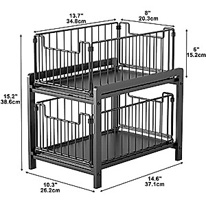Ryhpez Under Sink Organizers and Storage, 2-Tier Cabinet Organizer Storage with Sliding Baskets Drawer for Kitchen Bathroom (Black)