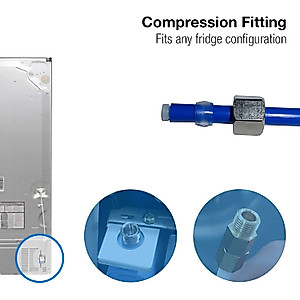 Malida RO Water Systems Ice Maker Kit 1/4" for Reverse Osmosis Systems and Water Filters (Blue Water Pipe)