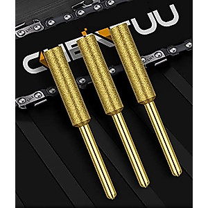 12 Pack Diamond Chainsaw Files, Burr Grinding Stone File, Titanium Plated Sharpening Wheels Chainsaw Sharpener Stone Electric Kit, Polishing Grinding Tool Grinding Bits (5/32 Inch/ 4.0 mm)
