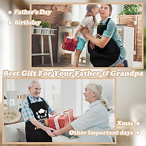 Newcotte 3 Pcs Men Father's Day Aprons Cooking Gifts for Men Dad Kitchen Aprons with Pockets Funny Cooking Chef Apron for Dad Husband Birthday Gifts from Daughter Son Grilling BBQ Baking, 3 Designs