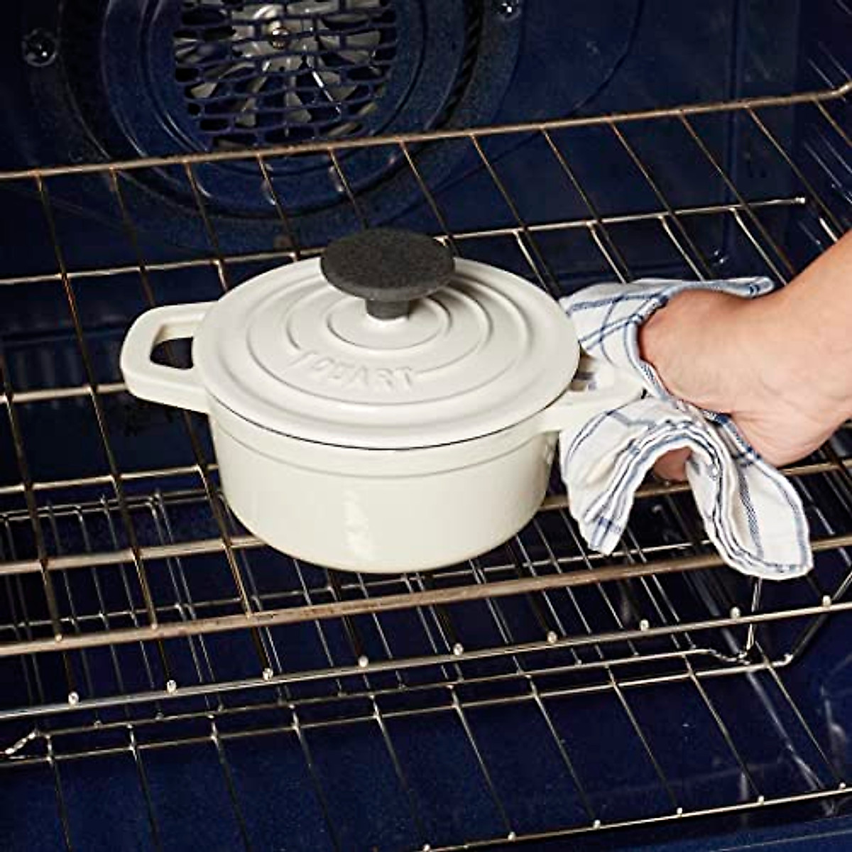 Smith & Clark 1-Quart Enameled Cast Iron Dutch Oven Pot with Lid, Ivory White